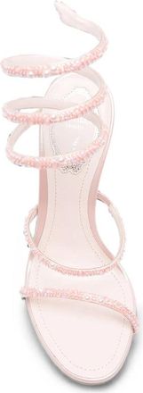 Rene Caovilla Crystal-Embellished Satin Stiletto Sandal - Pink
