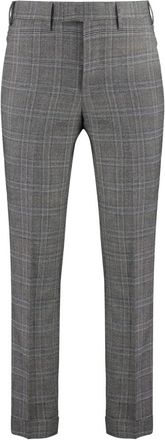 PT01 Pt01, Homme, Pantalons, Gris, Taille: 2XL Pantalon de ville &agrave; carreaux en laine m&eacute;lang&eacute;e