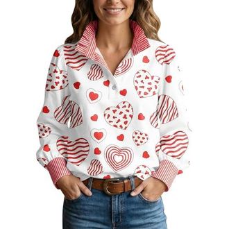 Generic 2026 Chemise Saint-Valentin Femme Fashion Manches Longues Pull-Over Col Rond Couleur Unie Top Haut Outdoor Grandes Tailles Vetement pour Automne Hiver
