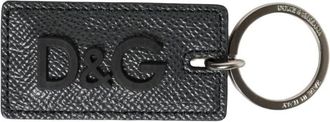 Dolce & Gabbana Femme, Accessoires, Gris, Taille: ONE Size Porte-cl&eacute;s en cuir de veau avec anneau en m&eacute;tal et logo
