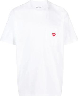 Carhartt Work in Progress Homme, Tops, Blanc, Taille: M Pocket Heart T-Shirt