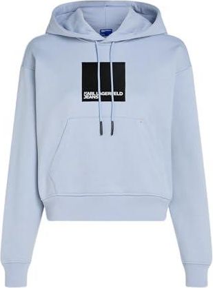 Karl Lagerfeld Karl Lagerfeld Jeans, Sweat &Agrave; Capuche Femme Avec Logo Encadr&eacute;, Coupe Classique, Bleu, S