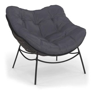 IDMarket Idmarket - Relax-Gartensessel loa mit grauem Rattan-Effekt und grauem Kissen
