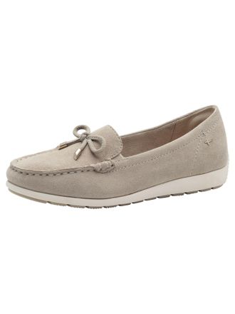Tamaris Comfort Damen Mokassins aus Leder mit Schleife, Beige (Beige Suede), 38 EU