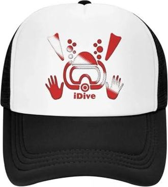 Generic Casquette personnalis&eacute;e Punk Unisexe iDive Casquette de plong&eacute;e sous Marine Trucker pour Plongeur Adulte Baseball Ajustable Hommes et Femmes Papa acti