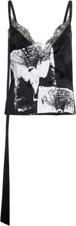 John Richmond Femme, Tops, Noir, Taille: 40 FR Haut avec Impression Graphique