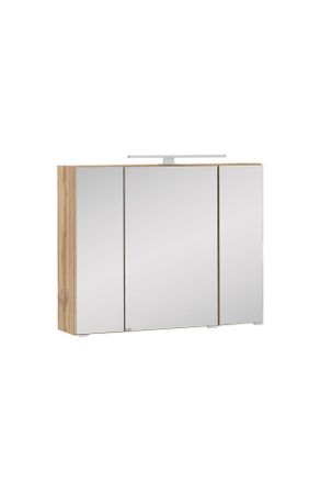 Held Spiegelschrank Held M&ouml;bel Helsinki, Eiche, Metall, 6 F&auml;cher, 80x64x20 cm, Made in Germany, Badezimmer, Badezimmerspiegel, Spiegelschr&auml;nke