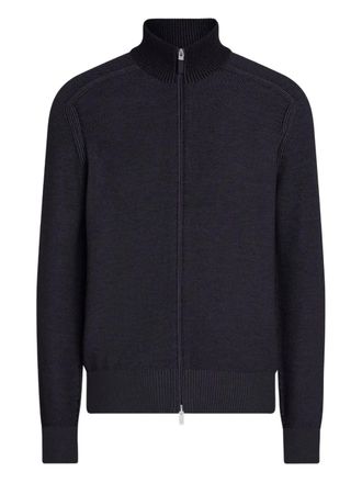Ermenegildo Zegna cardigan à fermeture zippée - Bleu