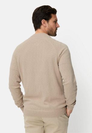 Camel Active Strickjacke mit Rei&szlig;verschluss Langarm Stehkragen