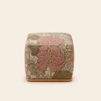 Madura Pouf Arnel Alisia naturel et rose orang&eacute; - ORANGE