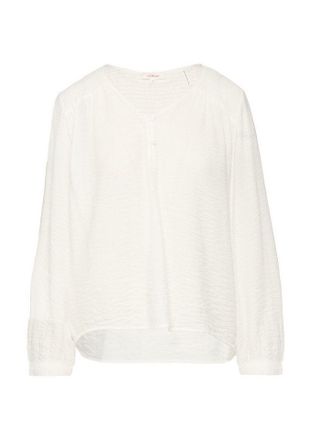 s.Oliver Langarmbluse Bluse Strukturierte Bluse aus Viskosemix mit Smok-Details