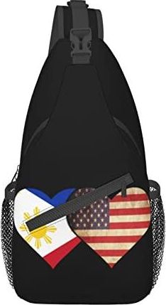 Generic Sac De Poitrine Drapeau Des Philippines Et Drapeau Am&eacute;ricain Sac &Agrave; Dos DExt&eacute;rieur L&eacute;ger Et &Eacute;tanche Casual Sacs Poitrine, Pour Sports, Excursion, Offic