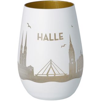 Goodtimes Windlicht Halle Skyline (Wei&szlig; & Gold)
