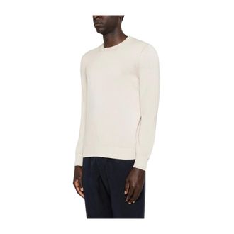 Gran Sasso Homme, Pulls, Blanc, Taille: L Pull ras du cou en maille c&ocirc;tel&eacute;e