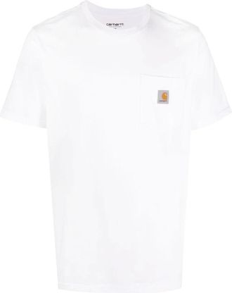 Carhartt Work in Progress Homme, Tops, Blanc, Taille: XL T-shirts et Polos Blancs avec Poche