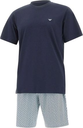 Emporio Armani Homme, V&ecirc;tements de nuit et de d&eacute;tente, Bleu, Taille: S Pyjama en jersey &agrave; imprim&eacute; motifs vari&eacute;s avec bermuda