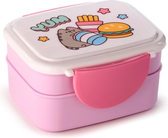 Puckator Pusheen the Cat Lunchbox mit Besteck und Clip-Verschluss, offizielles Lizenzprodukt von Pusheen the Cat, BPA-frei, für Schule, Büro