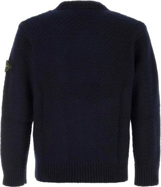 Stone Island Waffle Knit Virgin Wool Sweater - Blue
