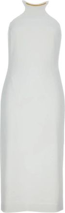 Elisabetta Franchi Femme, Robes, Blanc, Taille: 40 FR Robe L&eacute;g&egrave;re en Cr&ecirc;pe avec D&eacute;tails Bijoux