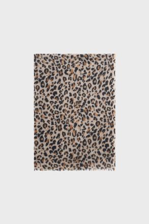 Gerard Darel Echarpe l&eacute;opard en laine et cachemire - ROSALIE - Paille