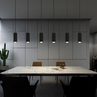 ETC Shop Pendelleuchte schwarz 6 flammig Hängelampe schwarz Metall Esszimmerlampe hängend, Höhenverstellbar, schwarz Metall, 6x GU10 Fassungen, LxBxH