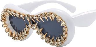 Generic Lunettes de soleil punk personnalisées pour femmes et hommes, blanc, Taille unique