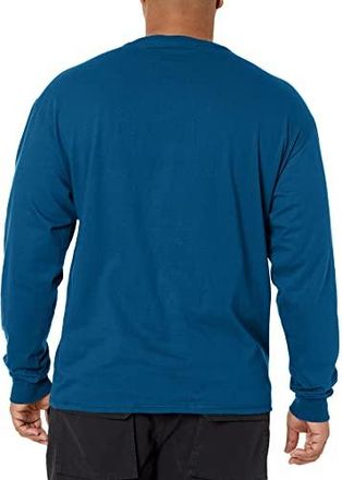 Hanes Mens Long-Sleeve Beefy Henley T-Shirt - Large - Petro Teal