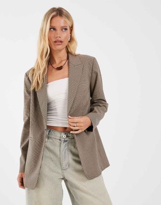 Asos locker geschnittener Blazer mit Karomuster-Multi