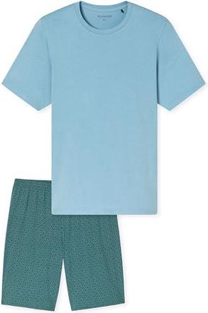 Schiesser Pyjama d&eacute;contract&eacute; Essentials pour homme Pyjama court en coton T-shirt confortable V&ecirc;tement de nuit d&eacute;t&eacute;, Pyjama d&eacute;contract&eacute; Essentials bleu clair, 56