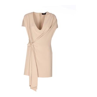 Federica Tosi Femme, Robes, Beige, Taille: 34 FR Abito corto drappeggiato scollo V in cady