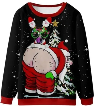 Generic Tacky Pull de Noël pour homme Sweat à capuche de Noël 2024 Automne et hiver Nouvelle chemise chaude en polaire imprimée pour femme Sweatshirt ajusté C