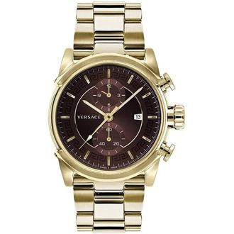 Versace Chrono Urban Herrenuhr Gold Edelstahl Braun Zifferblatt - - Accessories - Herren - Gelb - ONE SIZE