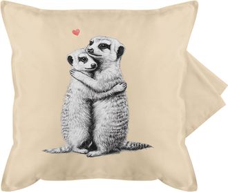 Shirtracer Kissenbezug - Kissen - Ich Liebe Dich Geschenke Erdmännchen Paar Geschenk Pärchen Geschenke Liebe I Paare Geschenk - 50 x 50 cm - Beige Natur - mit He