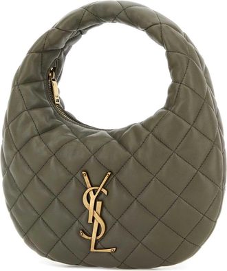 Saint Laurent Womens Icare B Shoulder Bag Green Leather