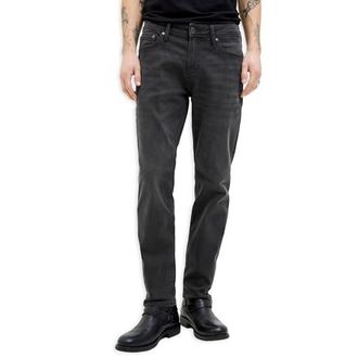 Jack & Jones Jean stretch pour homme - Jean confortable pour homme coupe droite en denim &eacute;lastique d&eacute;lav&eacute; avec fermeture &eacute;clair, taille moyenne et design &agrave; 5 poche