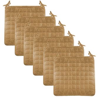 Insun Sitzkissen Cord mit Halteb&auml;ndern, Stuhlkissen Quadratisch Waschbar f&uuml;r Schlafzimmer Wohnzimmer Khaki 45 x 45 cm, 6er Set