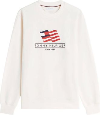 Tommy Hilfiger Homme, Sweatshirts et sweats &agrave; capuche, Blanc, Taille: M RWB Main Flag Terry Crew