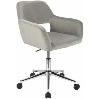 SVITA Jill Drehstuhl h&ouml;henverstellbar mit Armlehnen und Rollen Samt-Bezug Grau - Svita