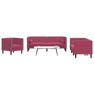 vidaXL Ensemble de canap&eacute; Chesterfield et traversins 3 pcs velours vidaXL