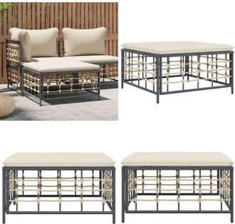 vidaXL Gartenhocker mit Beige Kissen Poly Rattan - Gartenhocker - Lounge M&ouml;bel - Outdoor Furniture - Sitzgelegenheit - Gartenstuhl - Home & Living