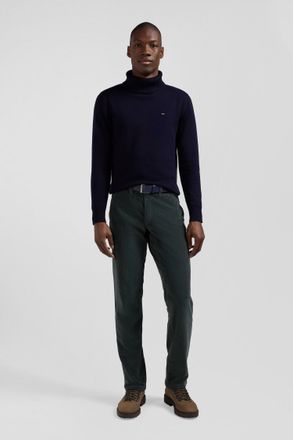 Eden Park Pantalon Chino En Coton Velours Stretch Gris Coupe Regular