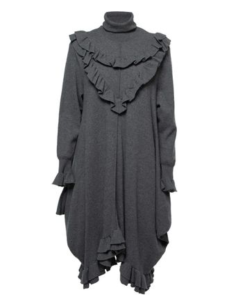 Stella McCartney robe volantée à col montant - Gris