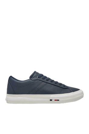 Tommy Hilfiger Herren Low Top Sneaker aus Leder, Blau (Desert Sky), 40