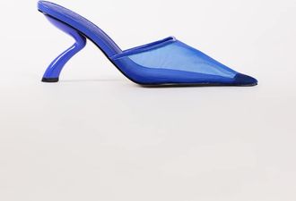 Topshop Alessio spitzer Pumps mit eckigem Absatz in Kobaltblau-Mesh