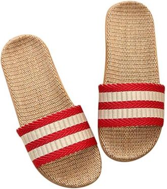 Beaupretty Slippers pour Femmes Lin Respirant Semelle Souple Antid&eacute;rapante Pantoufles Ouvertes Confortables pour Int&eacute;rieur Maison et Usage Quotidien