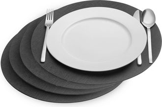 Westmark Tischsets Cozy - Set aus 4 runden Platzdeckchen, edles Platzset als Tischunterlage, f&uuml;r Esstisch Zuhause oder Gastronomie - Polyester, &Oslash; 35 cm, Anthra