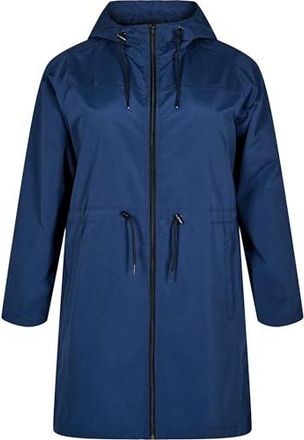 Zizzi Parka pour femme - Grandes tailles - Capuche imperm&eacute;able - Taille 42-60, Bleu nuit, 50-52 grande taille