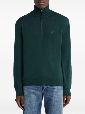 Etro Wool and Silk Half-Zip Sweater - Green