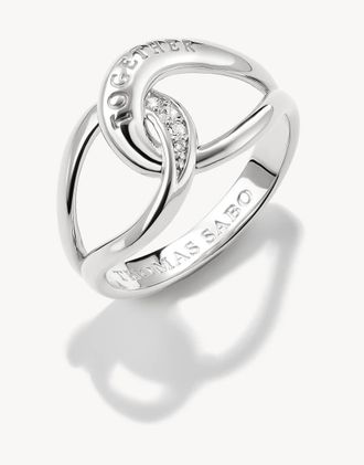 Thomas Sabo bague avec zirconia blanche en argent, blanc-Argent&eacute;
