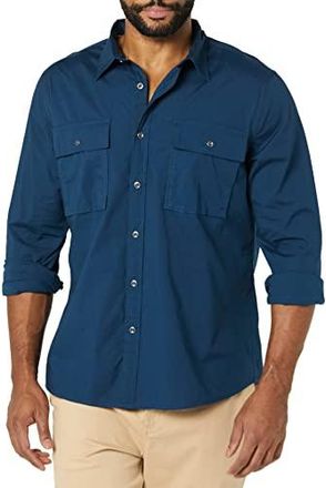 Amazon Essentials Chemise Utilitaire en Flanelle, Manches Longues, Deux Poches, Coupe ajustée Homme, Indigo, XXL